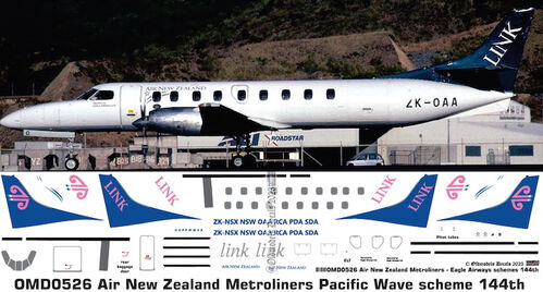 Old models Decals 0526 Swearingen SA-226TC Metroliner - Air New Zealand Link - Eagle Air Schemes