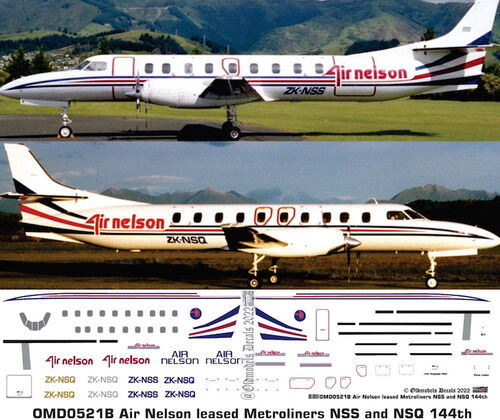 Old models Decals 0521B Swearingen SA-226TC Metroliner - Air Nelson (NSS and NSQ)