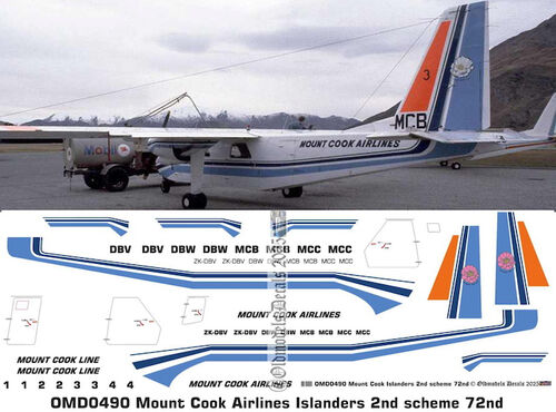 Old models Decals 0490 BN-2 Islander - Mount Cook Airlines 2nd Scheme