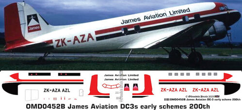 Old models Decals 0452B Douglas DC3 - James Aviation Late Schemes
