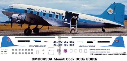 Old models Decals 0450A Douglas DC3 - Mount Cook Scheme