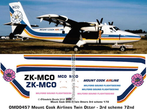 Old models Decals 0457 DHC-6 Twin Otters - Mount Cook 3rd Scheme