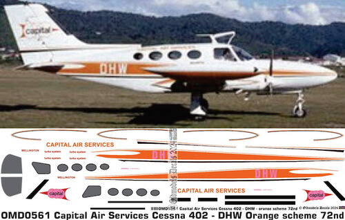 Old models Decals 0561 Cessna 402 - Capital Air Services DHW (Orange Scheme)