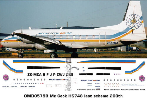 NEW! Old models Decals 0575B Avro 748 - Mount Cook Airlines 3rd Scheme