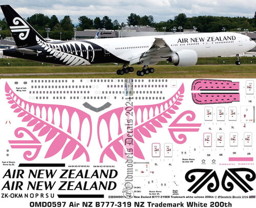 Old models Decals 0597 Boeing B777-319ER - Air New Zeeland Trademark White Scheme