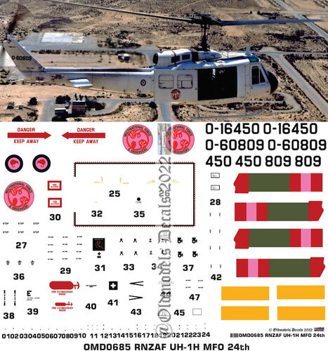 NEW! Old models Decals 0685 Bell UH-1 D/H Iroquois - RNZAF MFO Scheme