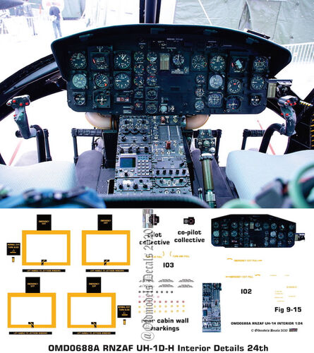 NEW! Old models Decals 0688A Bell UH-1 D/H Iroquois - RNZAF Interior Details