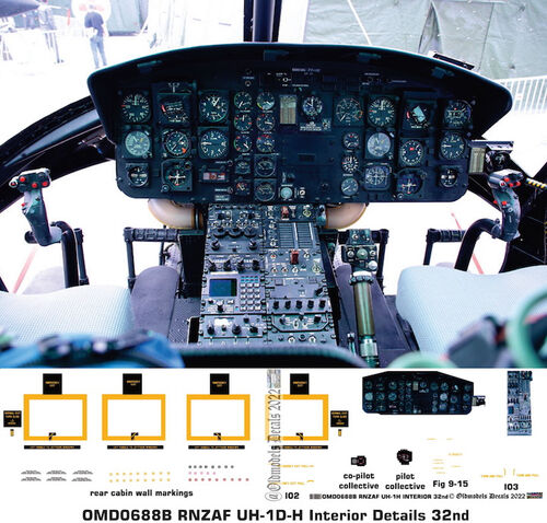 NEW! Old models Decals 0688B Bell UH-1 D/H Iroquois - RNZAF Interior Details