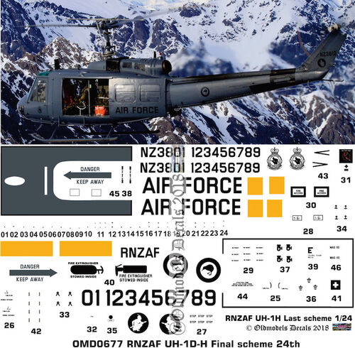 NEW! Old models Decals 0677 Bell UH-1 D/H Iroquois - RNZAF Final Scheme