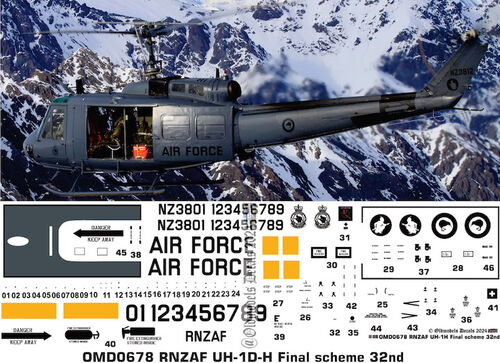 NEW! Old models Decals 0678 Bell UH-1 D/H Iroquois - RNZAF Final Scheme