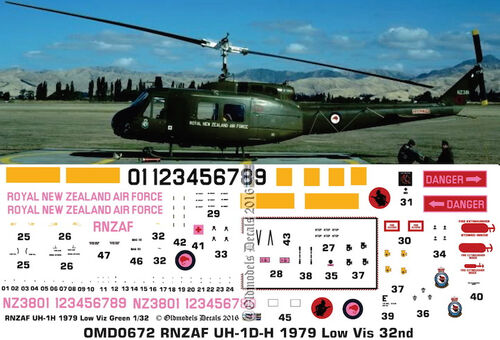 NEW! Old models Decals 0672 Bell UH-1 D/H Iroquois - RNZAF 1979 Scheme