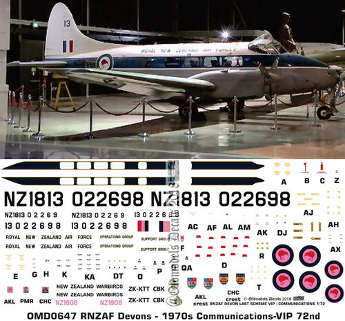 NEW! Old models Decals 0647 de Havilland Devon - RNZAF 1970s VIP Communications Scheme