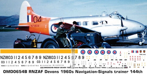 Old models Decals 0654B de Havilland Devon - RNZAF 1960s Navigation-Signals Trainer Scheme