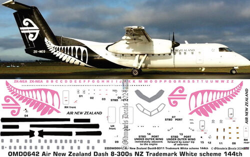 Old models Decals 0642 Bombardier Dash8-Q311 - Air New Zeeland Trademark White Scheme