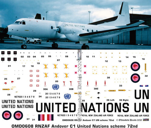 Old models Decals 0608 Hawker Siddeley HS 780 Andover C1 - RNZAF UN Scheme