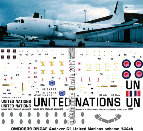 Old models Decals 0609 Hawker Siddeley HS 780 Andover C1 - RNZAF UN Scheme