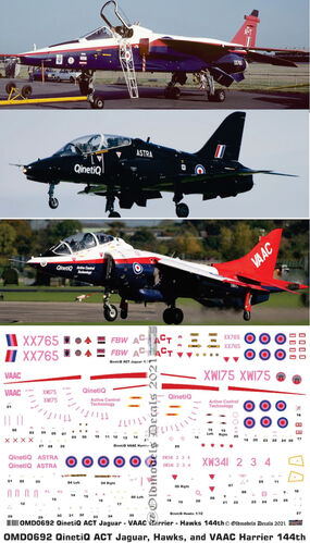 Old models Decals 0692 QinetiQ ACT - Jaguar / Hawks and VAAC Harrier