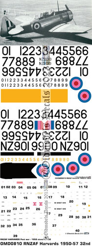 Old models Decals 0810-OMD-0830 North American Harvard - RNZAF 1950-1957 Scheme