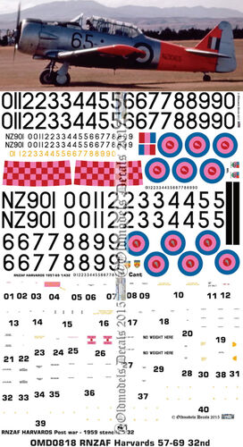 Old models Decals 0818-OMD-0830 North American Harvard - RNZAF 1957-1969 Scheme
