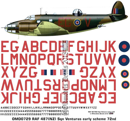 Old models Decals 0729 Lockheed Ventura - RAF 487 (NZ) Sqn Early