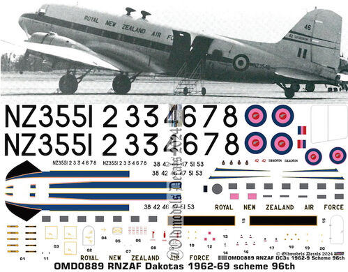 Old models Decals 0889 Douglas DC-3 Dakota - RNZAF 1962-1969 Final Scheme