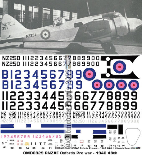 Old models Decals 0929 Airspeed Oxford - RNZAF Pre-war - 1940 Scheme