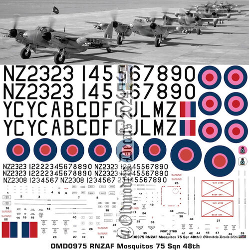 NEW! Old models Decals 0975 de Havilland Mosquito - RNZAF 75 Sqn