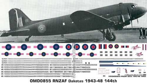 Old models Decals 0855 Douglas DC-3 Dakota - Royal New Zealand Air Force 1943-1948 Scheme