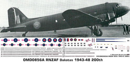 Old models Decals 0856A Douglas DC-3 Dakota - Royal New Zealand Air Force 1943-1948 Scheme