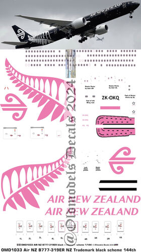 Old models Decals 1033 Boeing B777-319ER - Air New Zeeland Trademark Black Scheme
