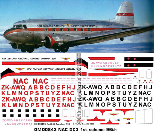 Old models Decals 0843 Douglas DC-3 - National Airways Corporation (NAC) 1st Scheme