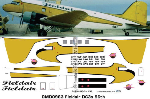 Old models Decals 0963 Douglas DC3 -Fieldair Late Scheme