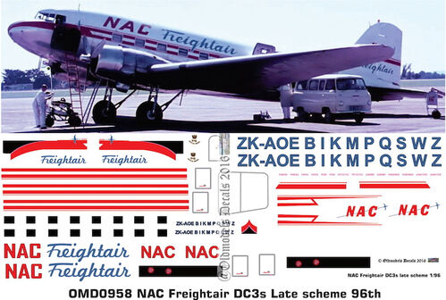 Old models Decals 0958 Douglas DC3 - National Airways Corporation / Freightair Late Scheme