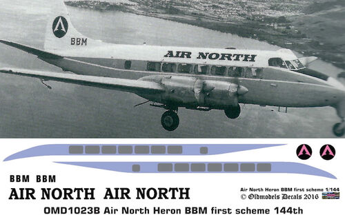 Old models Decals 1023B de Havilland DH.144 Heron - Air North BBM First Scheme