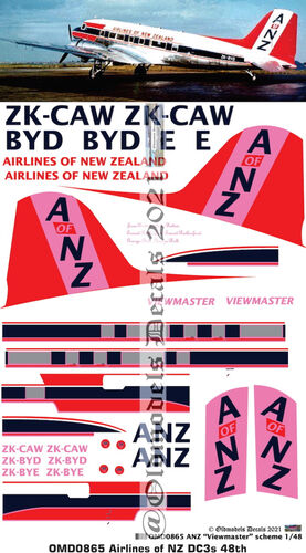 Old models Decals 0865 Douglas DC3 - Airlines of New Zeeland