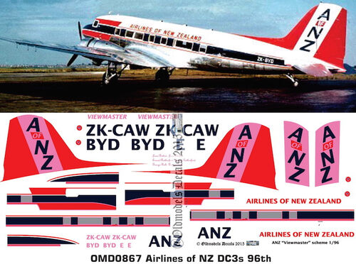 Old models Decals 0867 Douglas DC3 - Airlines of New Zeeland