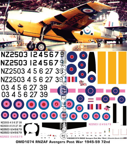 NEW! Old models Decals 1074 Grumman Avenger - RNZAF Post War Service (1945-1959)