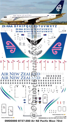 NEW! Old models Decals 0880 Boeing B737-200 - Air New Zeeland Last Scheme