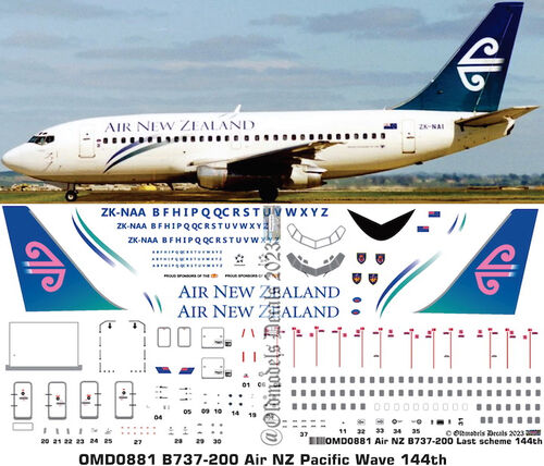 NEW! Old models Decals 0881 Boeing B737-200 - Air New Zeeland Last Scheme