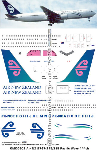 Old models Decals 0902 Boeing B767-219/319ER - Air New Zeeland Pacific Wave Scheme