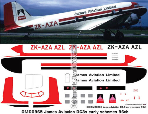 Old models Decals 0965 Douglas DC3 - James Aviation Early Schemes
