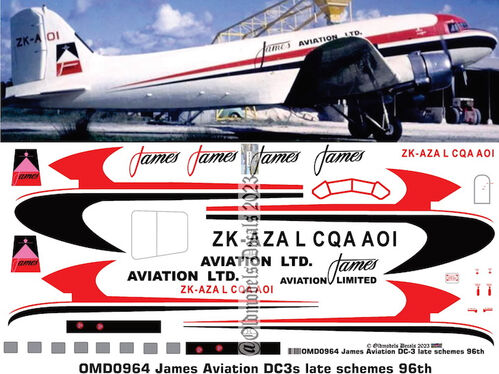 Old models Decals 0964 Douglas DC3 - James Aviation Late Schemes