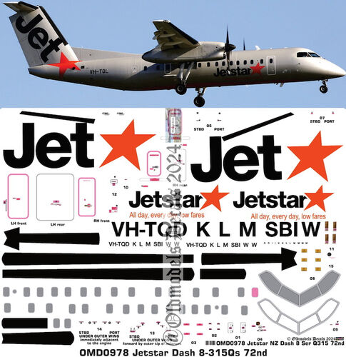 NEW! Old models Decals 0978 Bombardier Dash 8 - 315Q - Jetstar New Zeeland