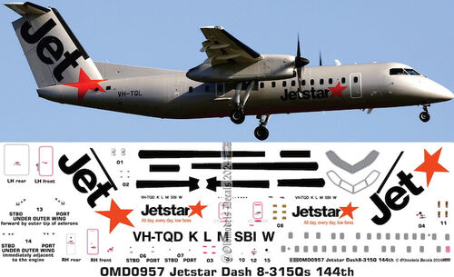 NEW! Old models Decals 0957 Bombardier Dash 8 - 315Q - Jetstar New Zeeland
