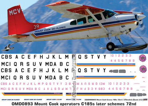 Old models Decals 0893 Cessna 185 - Mount Cook Airlines Late Schemes