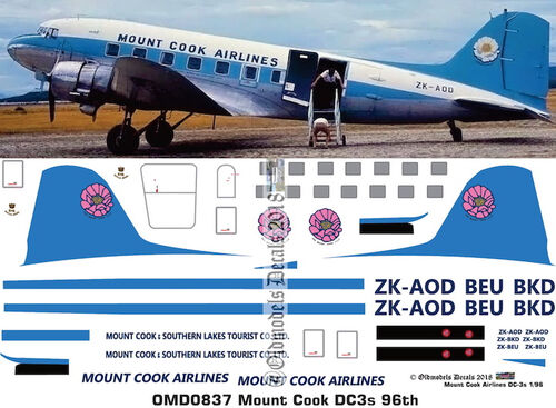 Old models Decals 0837 Douglas DC3 - Mount Cook Airlines
