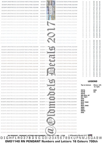 Old models Decals 1140 Royal Navy WWII Pendant Numbers & Letters - Colour