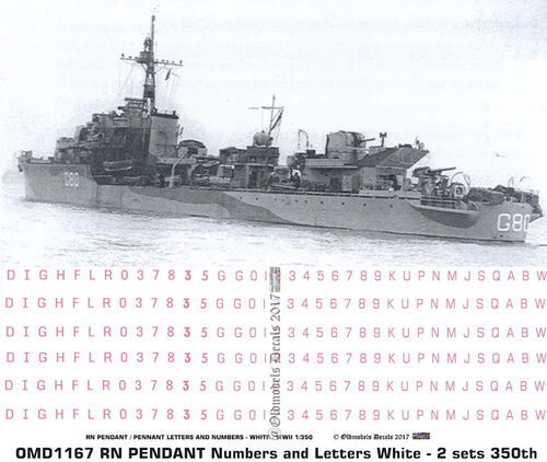 Old models Decals 1167 Royal Navy WWII Ship Pendants - White (2 Sets)