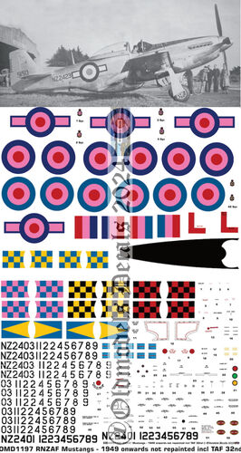 Old models Decals 1197 P-51 D Mustang - RNZAF 1949 Onwards Scheme (incl. TAF) / Not Repainted