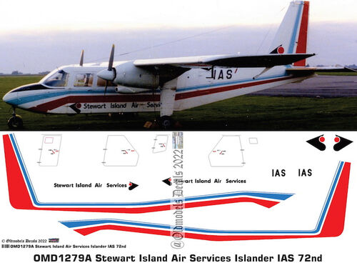 Old models Decals 1279A BN-2 Islander - Stewart Island Air Services IAS